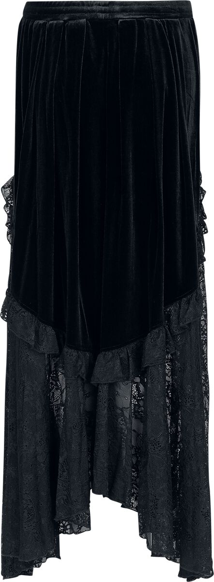 Goth staggered patchwork lace skirt | Punk Rave Maxi Skirt | EMP