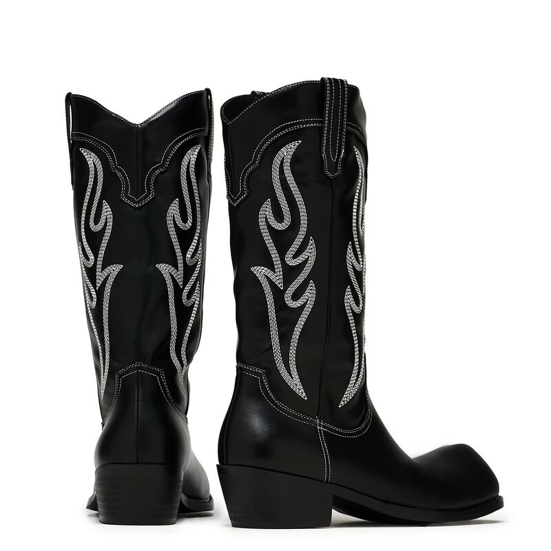 Cryptek Snub Nose Tall Cowboy Boots - Black Vintage | KOI Boots | EMP